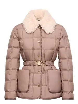 Moncler Cygnes Belted Short Down Jacket - Brown
