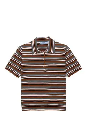 Prada Prada Striped Cotton Polo Shirt Rust/slate Color