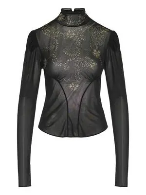 Rabanne Beaded Long-sleeve Top - Black