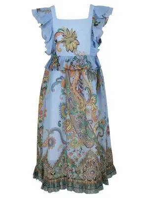Etro Paisley-print Square Neck Dress - Blue