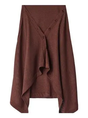 LEMAIRE Buttoned Merino Wool Blend Skirt - Acajou