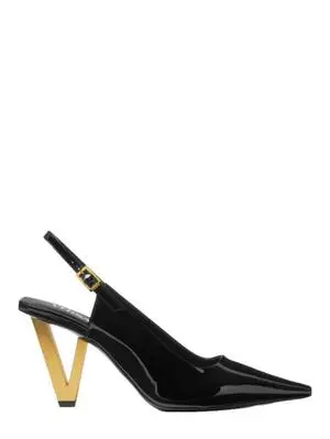 Versace V-shaped Heel Slingback Pumps - Black