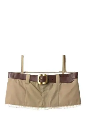 Miu Miu Belted Chino Top With Raw Edge Lining - Khaki