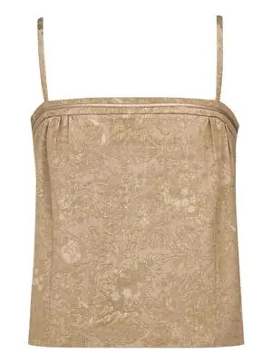 Saint Laurent Saint Laurent Spaghetti Strap Top With Tie Detail Nude