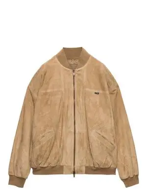 Prada Suede Bomber Jacket - Nude