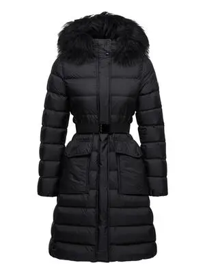 Moncler Moncler Khloesse Long Down Jacket With Shearling Trim Black