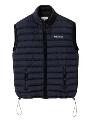 Miu Miu Zip-up Quilted Gilet - Dark Blue