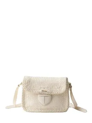 Prada Prada Woven Leather Mini Shoulder Bag White