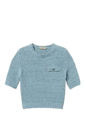 TWINSET Cropped Jumper With Crew Neck And Short Sleeves - Blue