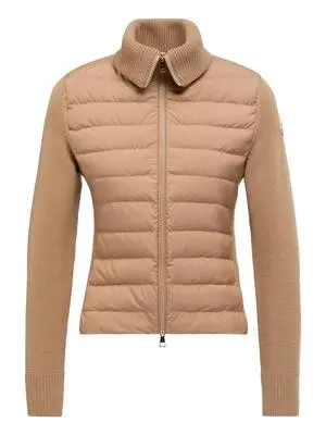 Moncler Padded Zip-up Wool Cardigan - Beige