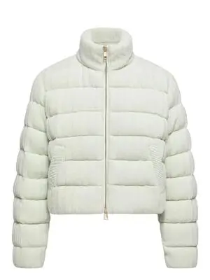 Moncler Wool Cashmere Blend Padded Cardigan - Light Green