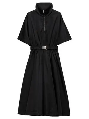 Prada Re-nylon Short Sleeve Belted Dress - Black