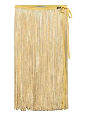Prada Prada Sequined Fringe Wrap Skirt Cream