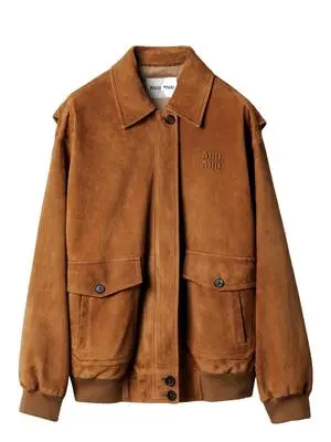 Miu Miu Zip-up Blouson Jacket With Flap Pockets - Cinnamon