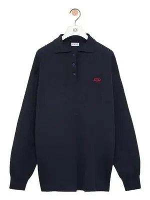 Loewe Loewe Cashmere Silk Blend Polo Sweater Deep Navy Blue
