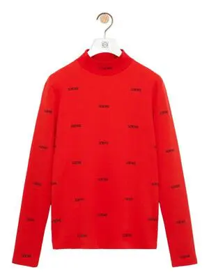 Loewe Long-sleeve Knit Top With All-over Embroidery - Red