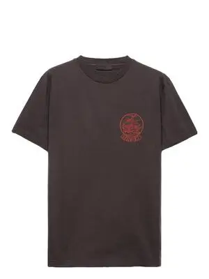 Prada Printed Cotton T-shirt - Bituminous/red
