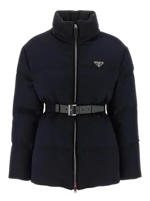 Prada High-neck Belted Jacket - Blue