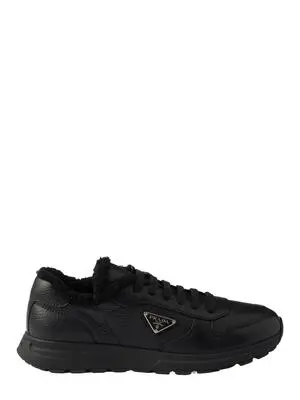 Prada Triangle-logo Lace-up Sneakers - Black
