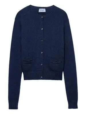 Prada Crewneck Button-up Cardigan - Navy