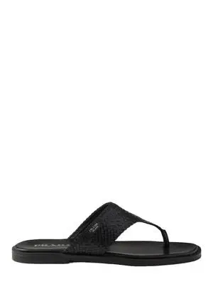 Prada Woven Leather Thong Sandals - Black