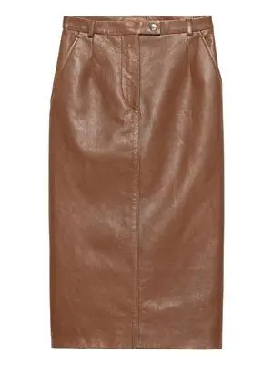PRADA Prada Leather Midi Skirt