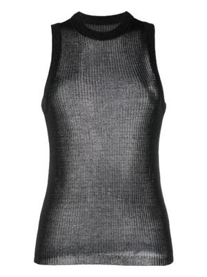 LOW CLASSIC Sleeveless Knit Top With Ribbed Trims - Black
