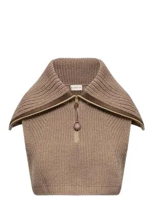 Moncler Moncler Wool Cashmere Zip-Up Cape Brown