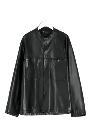 LEMAIRE Snap-closure Patch-pocket Leather Overshirt