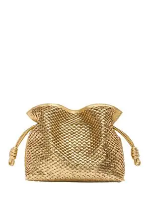 Loewe Flamenco Clutch In Laminated Lambskin - Golden