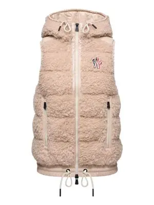 Moncler Moncler Teddy Hooded Insulated Gilet Pink