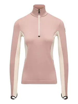Moncler Polartec Half-zip Turtleneck With Tricolor Details - Pink