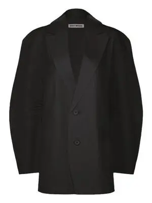 Issey Miyake Oversized Blazer With Notched Lapels - Black