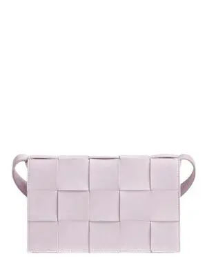 Bottega Veneta Bottega Veneta Cassette Woven Leather Shoulder Bag Pink