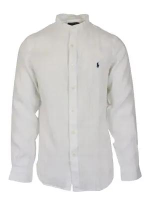 Polo Ralph Lauren Polo Ralph Lauren Collarless Logo Embroidered Shirt White