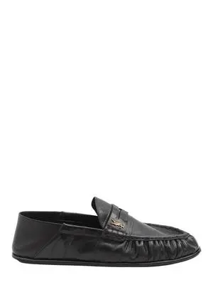 Saint Laurent Logo Plaque Slip-on Loafers - Black