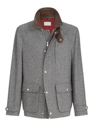 BRUNELLO CUCINELLI Brunello Cucinelli Cashmere And Silk Field Jacket With Nappa Leather Inserts