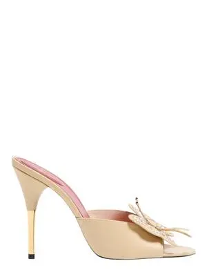 Valentino Garavani Flutterby Kidskin Slide Sandals With Butterfly Detail 105mm - Nude