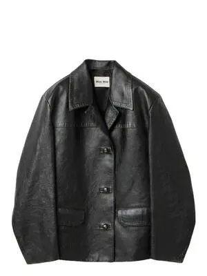 Miu Miu Leather Jacket - Black