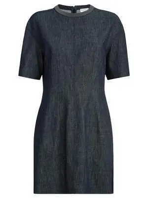 Brunello Cucinelli Short-sleeved Denim Mini Dress - Black
