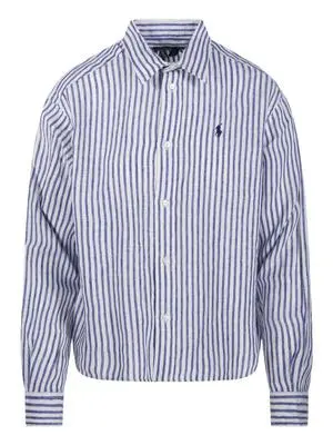 Ralph Lauren Cropped Gingham Shirt - White/blue