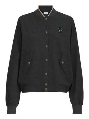 Brunello Cucinelli Logo Patch Bomber Jacket - Anthracite