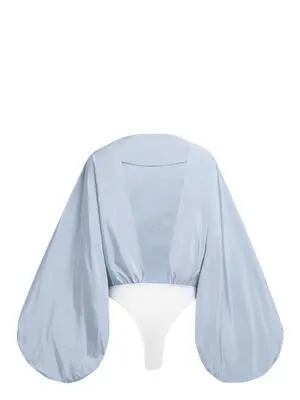 Alaïa Alaia Taffeta Bodysuit With Balloon Sleeves Blue
