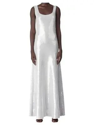 Bottega Veneta Light Viscose Sequins Maxi Dress - Grey