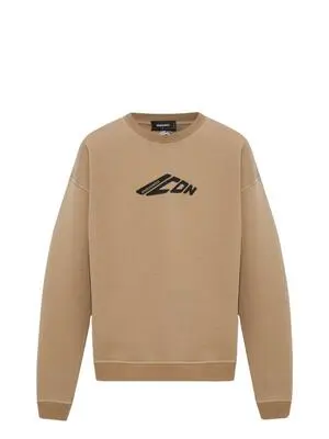 Dsquared2 Icon Logo Printed Crewneck Sweatshirt - Beige
