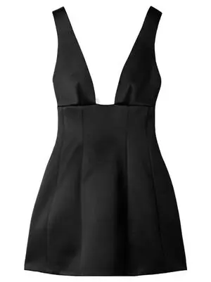 Brandon Maxwell Silk Satin Mini Dress - Black