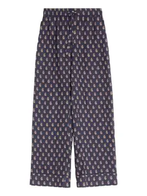 Valentino Garavani Lightweight Printed Linen Trousers - Black