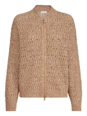 Brunello Cucinelli Dazzling Braids Zip Cardigan - Brown