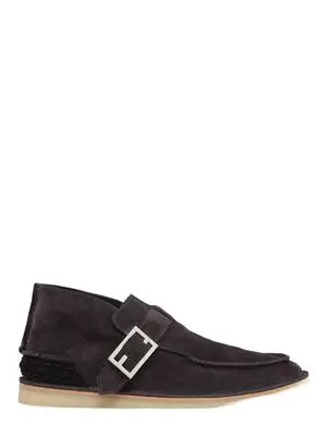 Fendi Suede Desert Boots With Ff Baguette Clasp - Black