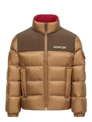 Moncler Quilted Down Jacket With Stand Collar - Beige